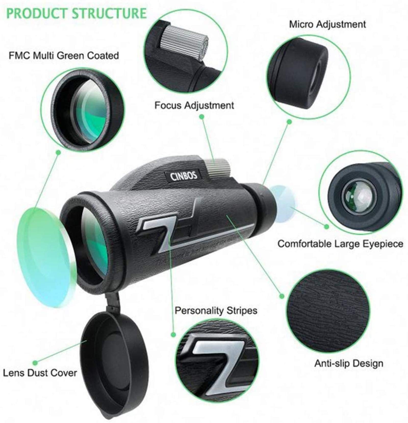 Digital Telescope Gift High Power HD Zoom Monoculars-BAK4 Prism FMC Optical Lens,10x Magnification Zoom Lens,with Smartphone Adapter & Tripod,