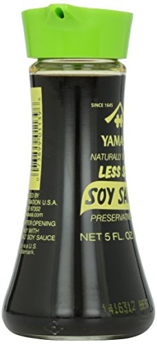 Yamasa Soy Sauce, Naturally Brewed Less Salt Low Sodium Preservative Free in Glass Dispenser, 5 fl oz (Pack of 1)