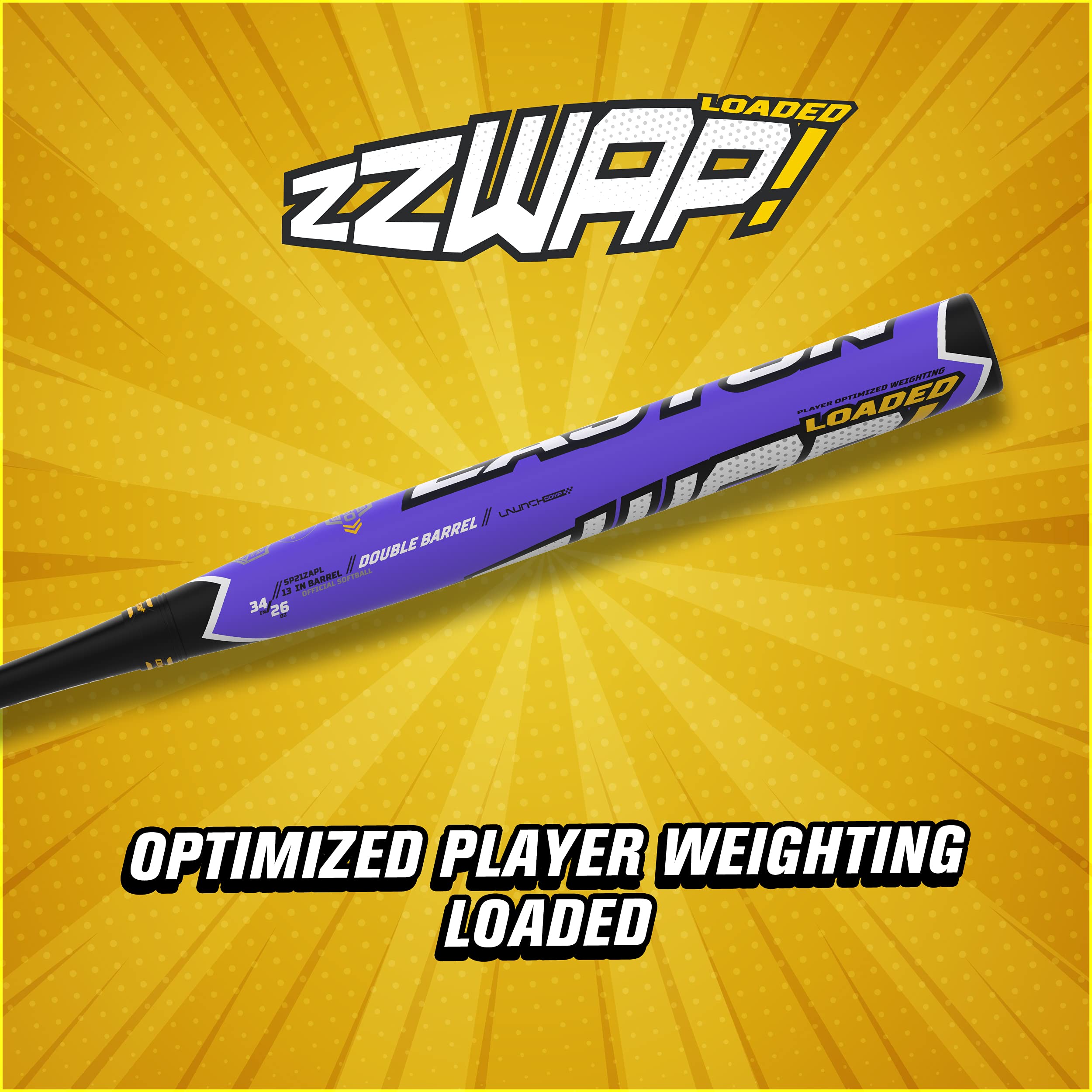 Easton ZZWAP Slowpitch Softball Bat, Motherloaded, 13 in Barrel, ASA/USA, & WBSC, 34in x 26oz
