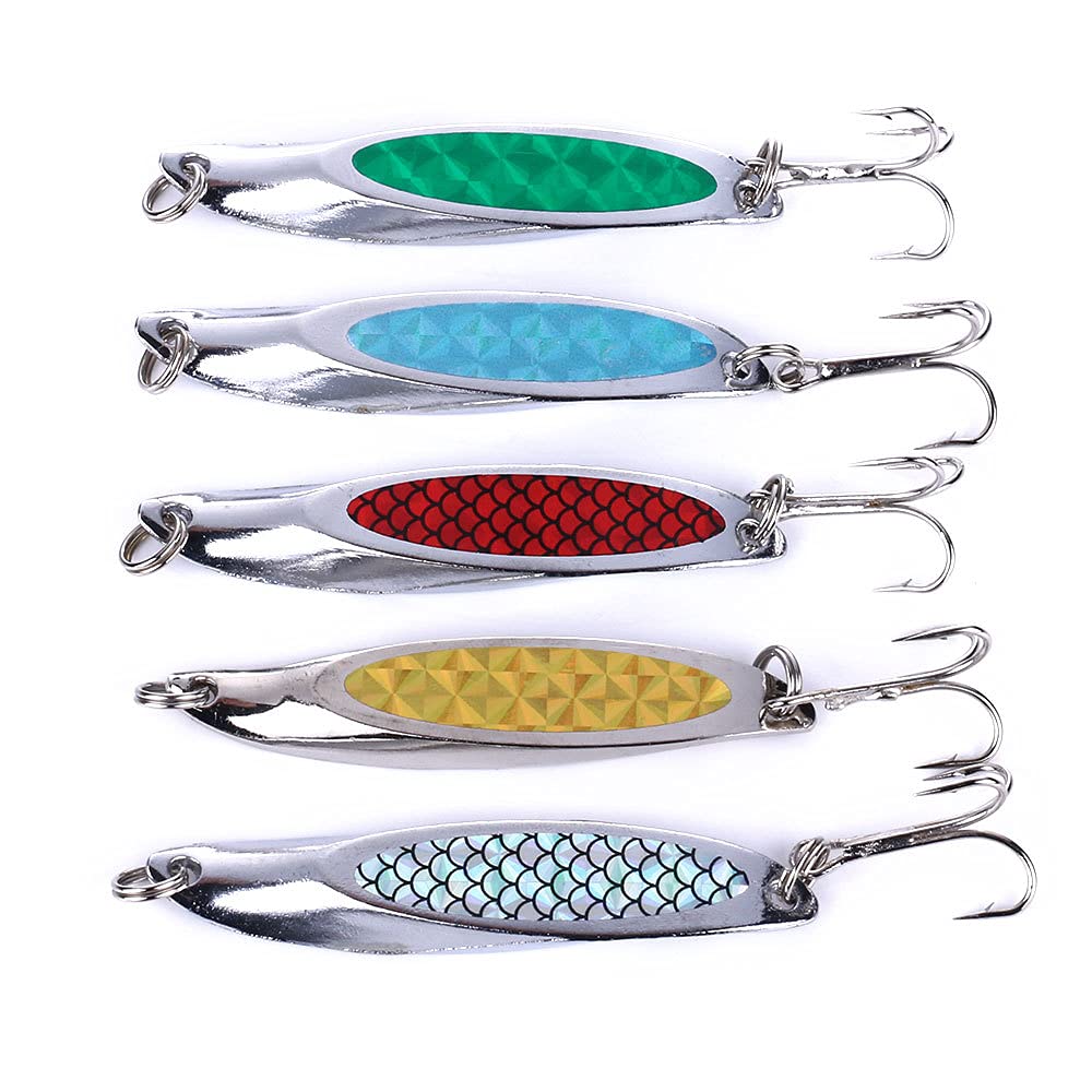 Fishing Lures,Fishing Spoons,Trout Lures,Bass Lures,2.75inch/.074oz,5-Piece Box,Applicable to Various Waters,Suitable for Many Kinds of Fish,Fishing Spoons Lures