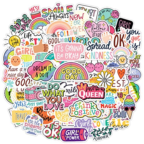 YAMIOW 160pcs Cute Positive Words Stickers for Kids Teens Adults, VSCO Trendy Stickers for Girls, Inspirational Stickers for Water Bottle Laptop Scrapbooking, Waterproof Vinyl Stickers Pack
