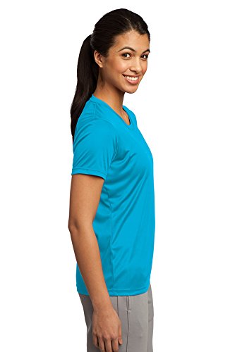 Dri-Wick Women's Sport Performance Moisture Wicking Athletic T Shirt (Medium, Atomic Blue)