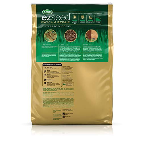 Scotts EZ Seed Patch and Repair Bermudagrass, 20 lb. - Combination Mulch, Seed, and Fertilizer - Tackifier Reduces Seed Wash-Away - Even Grows in Scorching Heat - Covers up to 445 sq. ft.