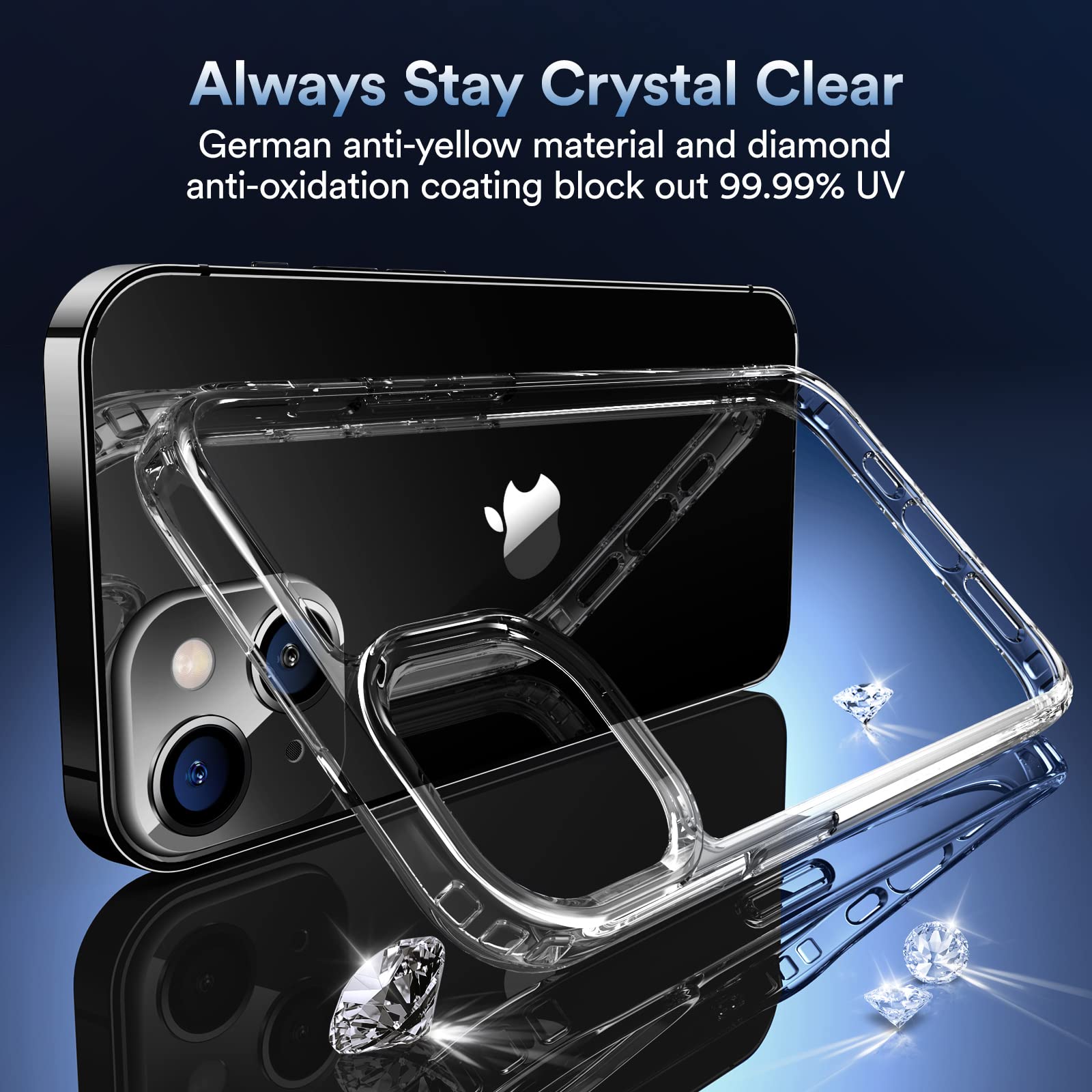 Elando Crystal Clear Case Compatible with iPhone 13 Case, Non-Yellowing Protective Shockproof Slim Thin Phone Case, 6.1 inch, (Ci132)