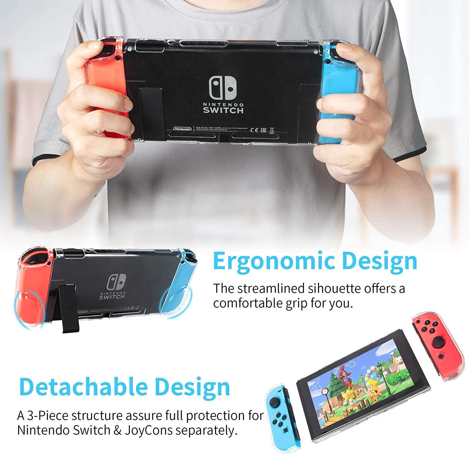 daydayup Compatible with Nintendo Switch Accessories Bundle Kit Case 9 in 1 Pouch Switch Cover Case HD Switch Screen Protector Thumb Grips Caps for Nintendo Switch Console Accessories