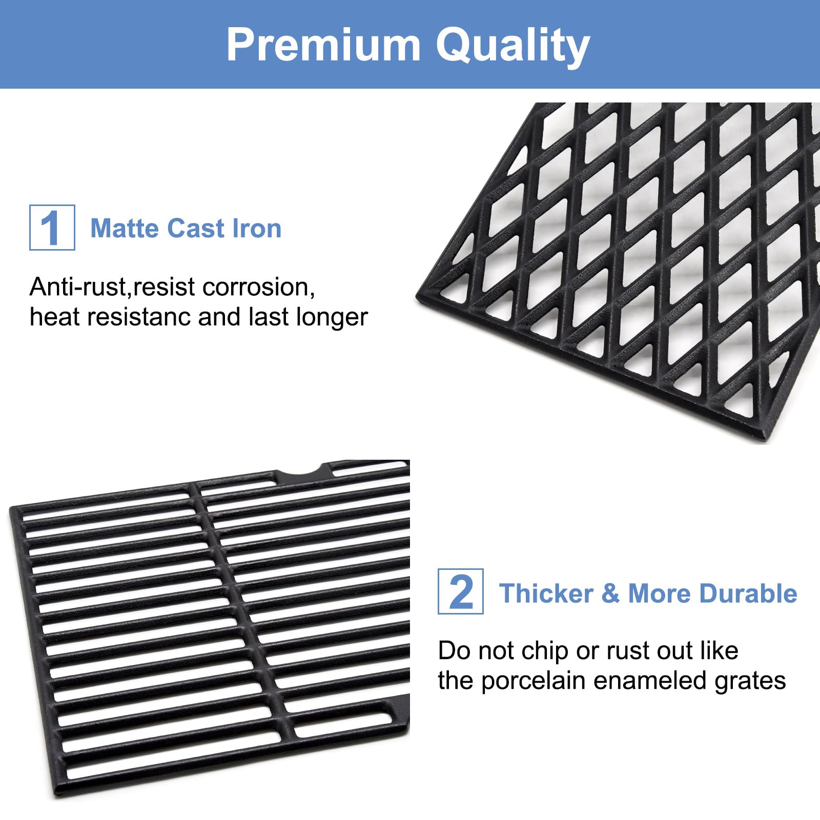 Criditpid Grill Grates Replacement for Dyna-Glo DGH474CRP, DGH485CRP, DGH483CRP Models, 70-01-911, 70-02-656 Cast Iron Cooking Grid for Dyna-Glo DGH474CRP.