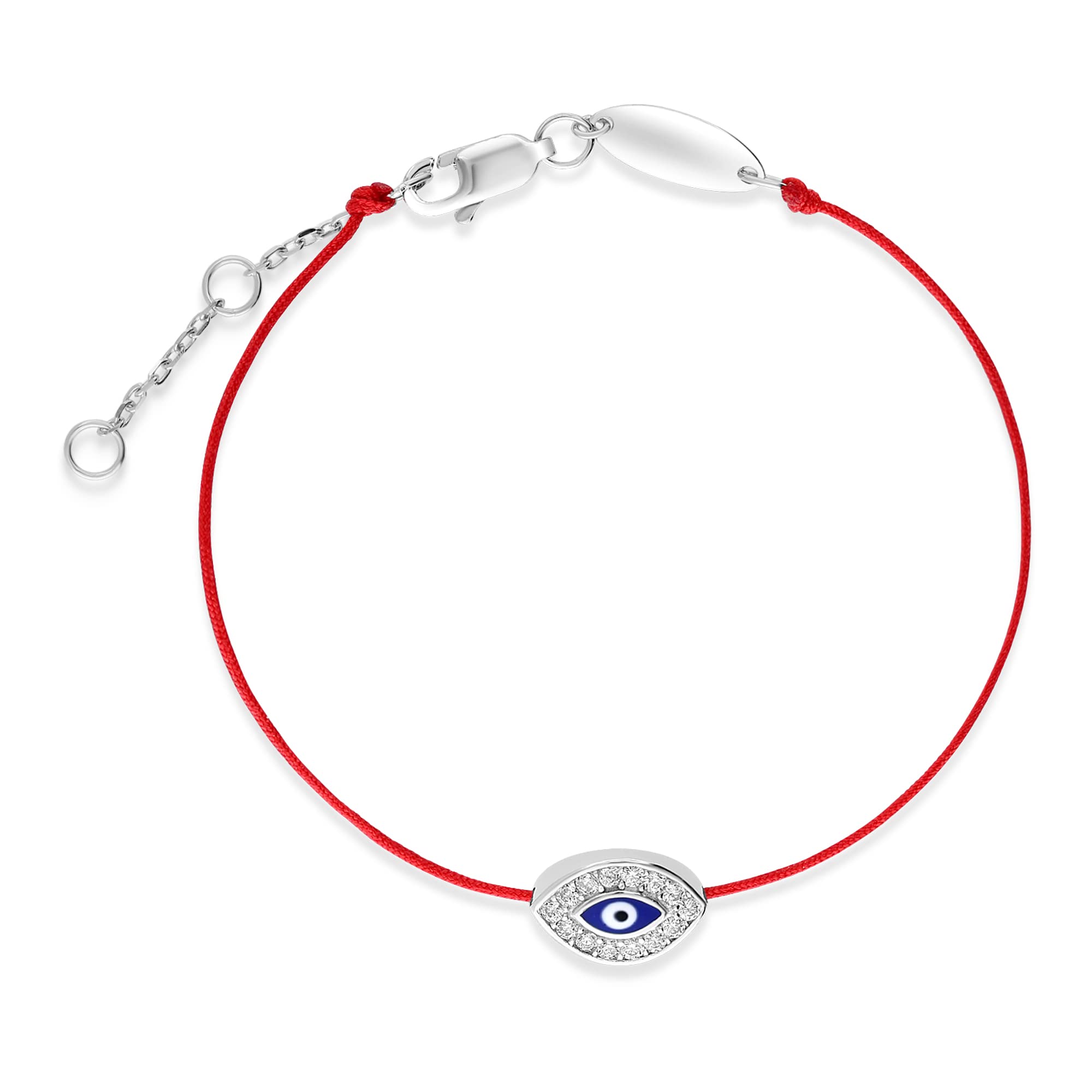 Evil Eye RED THREAD Thin Silk Bracelet With Silver 925 Oval Evil Eye Kabbalah Charm Multicolor Pendant + Blessing Card From Western Wall