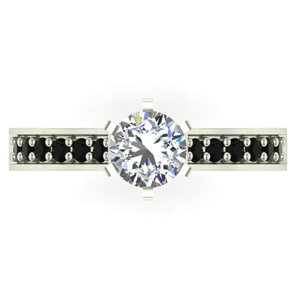 Diamond Engagement rings Round Brilliant Black Diamond rings Gift ring box Authenticity cards 3/4 carat t.w. (I, I1) (RS 7)