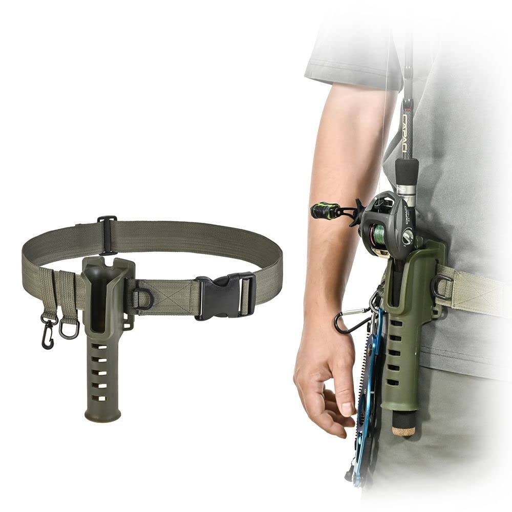 Fishing Rod Belt Strap Frame Fishing Rod Holder Universal Joint Support Bracket Fishing Tools Fishing Rod Rack(Green)