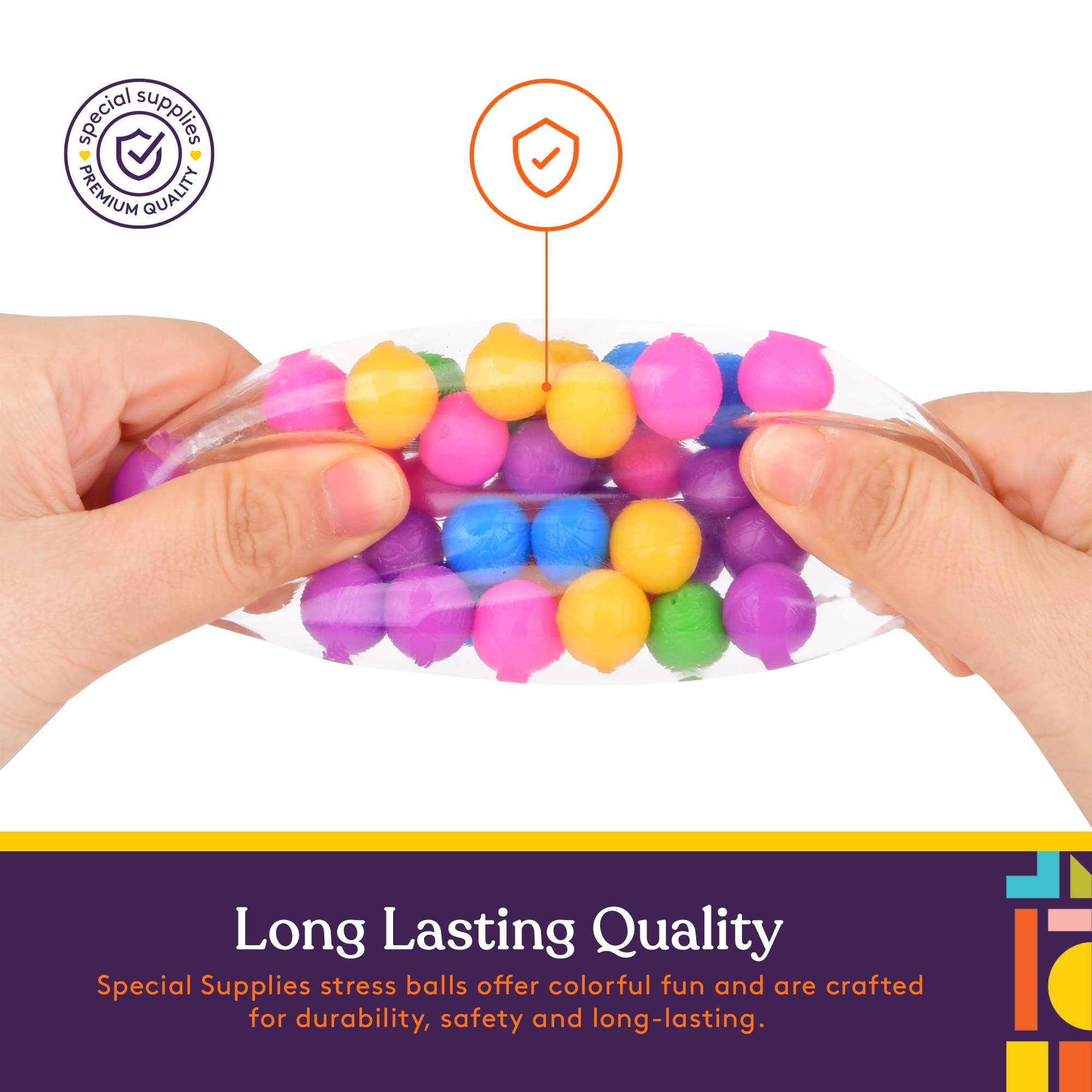 Squishy Stress Ball Squeeze, Color Sensory Toy, Relieve Tension, Anxiety, ADHD, Home, Travel and Office Use, Fun for Kids and Adults (4-Pack)