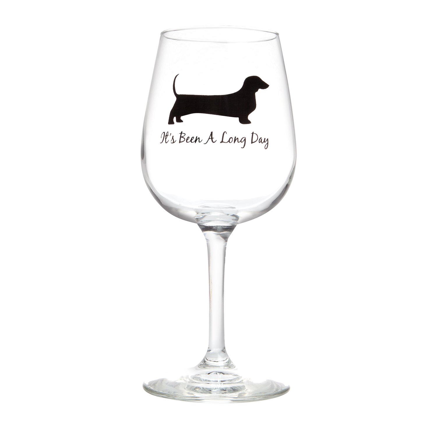 Drinking Divas - It's Been a Long Day 13oz Stemmed Wine Glass | fun glassware with dachshund, wiener dog | Birthday, Christmas or Mother's Day gifts for women mom sister or special occasion present
