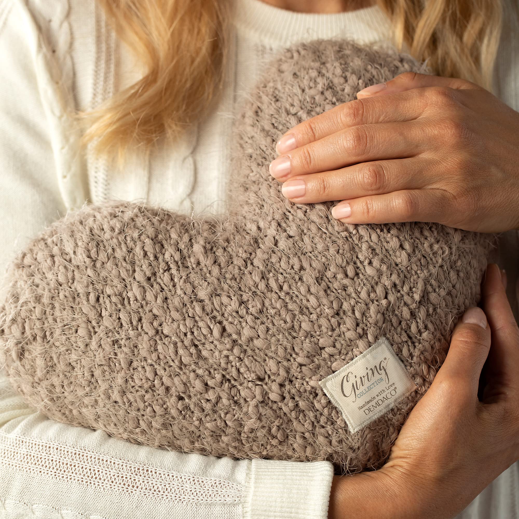 DEMDACO Charcoal Grey Giving Heart 11 x 10 Plush Polyester Decorative Throw Pillow