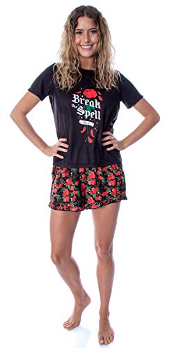 Disney Princess Women's Beauty and The Beast Break The Spell Belle Shirt and Ruffle Shorts Pajama Set (X-Large)