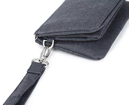 Crest Design Water Repellent Cell Phone Purse Wristlet Clutch Wallets For Women With Wrist Strap (Orchid)