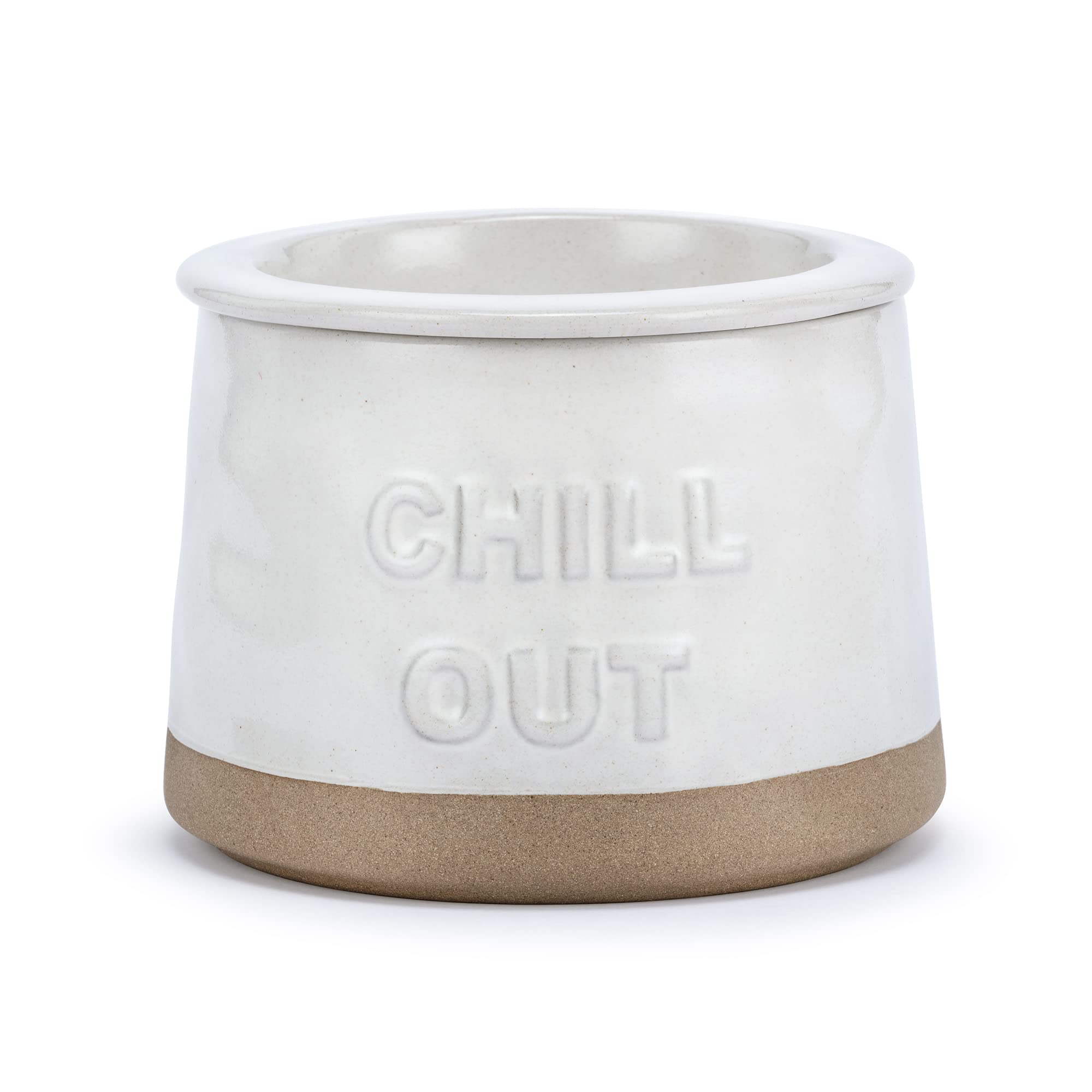DEMDACO Chill Out Classic White 5 x 5 Stoneware Chip Dip Chiller Serving Bowl