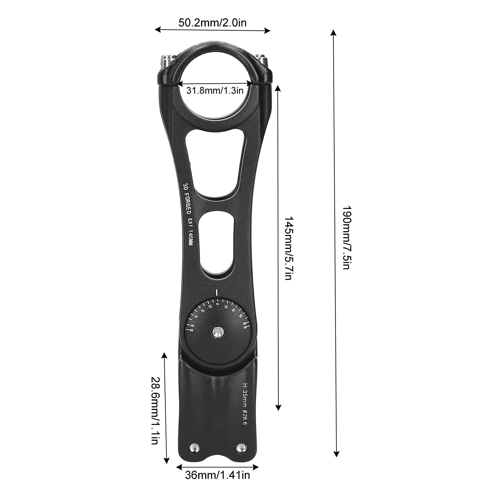 Dilwe Mountain Bike Stem, Mountain Bike Aluminum Alloy Stem Angle Adjustable Handlebar Stem 31.8x145mm and Spare Parts