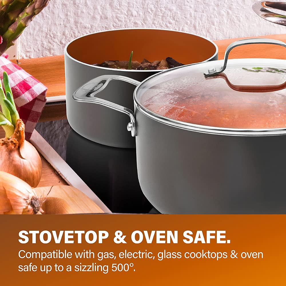Gotham Steel 8-Piece Kitchen Set with Non-Stick Ti-Cerama Copper Coating by Chef Daniel Green - Includes Skillets, Fry Pans, Stock Pots and Sauce Pan