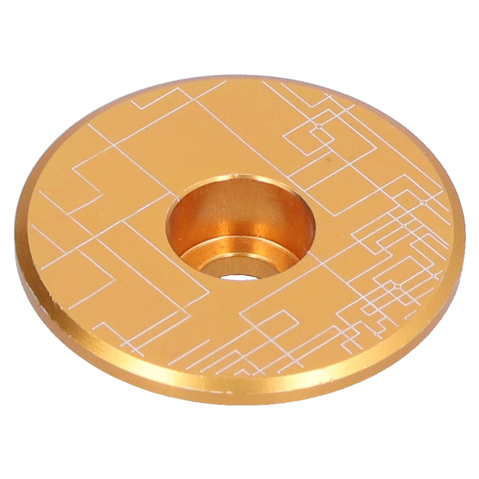 Dilwe Mountain Bike Handlebar End Plugs Alu, Headset Top Cover Road Bike Front Fork Stem Top MTB Bar End Plugs End (Golden)