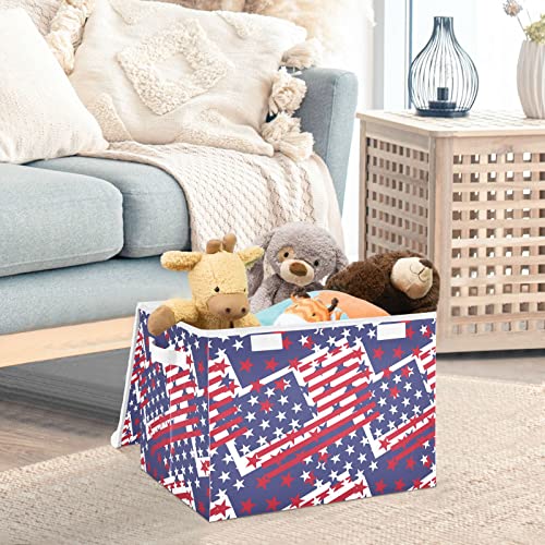 Patriotic Storage Bins for Closet, Collapsible Storage Baskets with Lids and Handles for Shelves Closet Home Decor