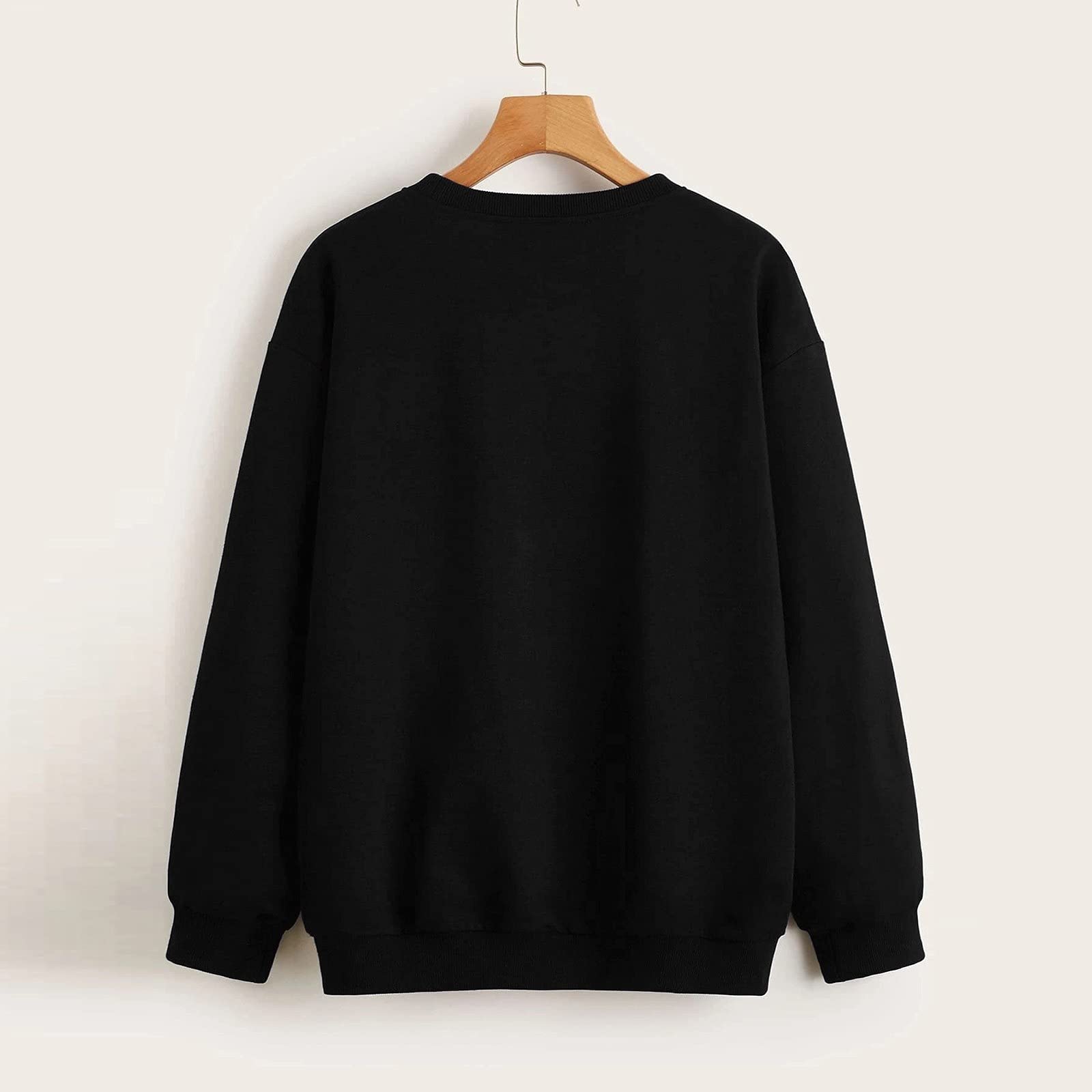 Cute Hoodies for Girls 10-12 Years Old Ladies Sweatshirt ClubBasic Tops Shirt (Black, XL)