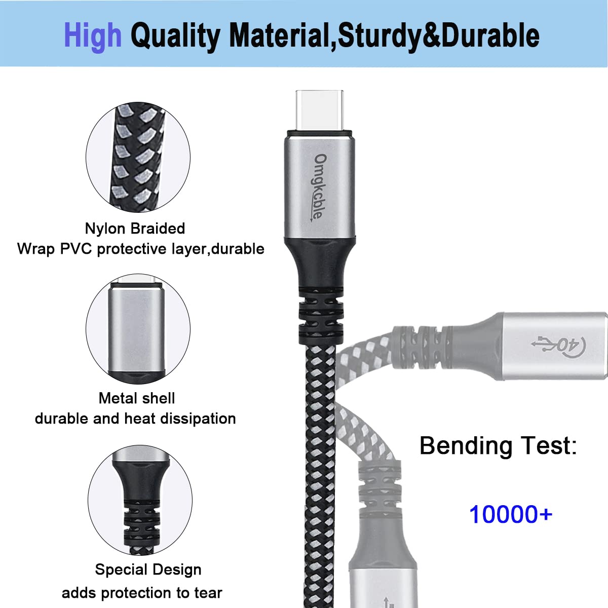 USB4 for Thunderbolt 4 Cable 4ft, USB C Cable with Super-Fast 40Gbps Data Transfer and 100W Fast Charging,8K@30Hz 5K@60Hz or Dual 4K Video,Compatible with Type C MacBook,iMac,SSD,Docking and Hub