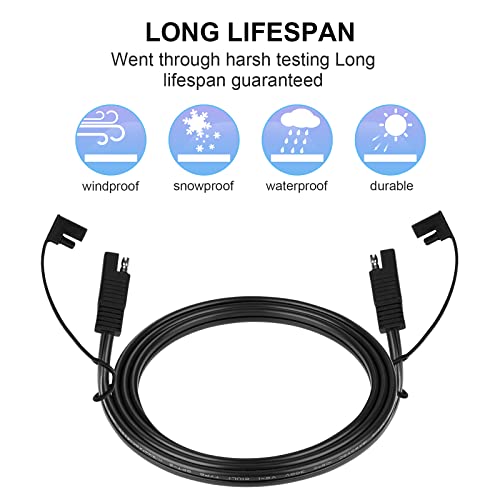 Geosiry 3FT 16 AWG SAE Extension Cable, SAE Cable with Dustproof Cap for Solar Panel Motorcycle Automotive RV Battery (3FT)