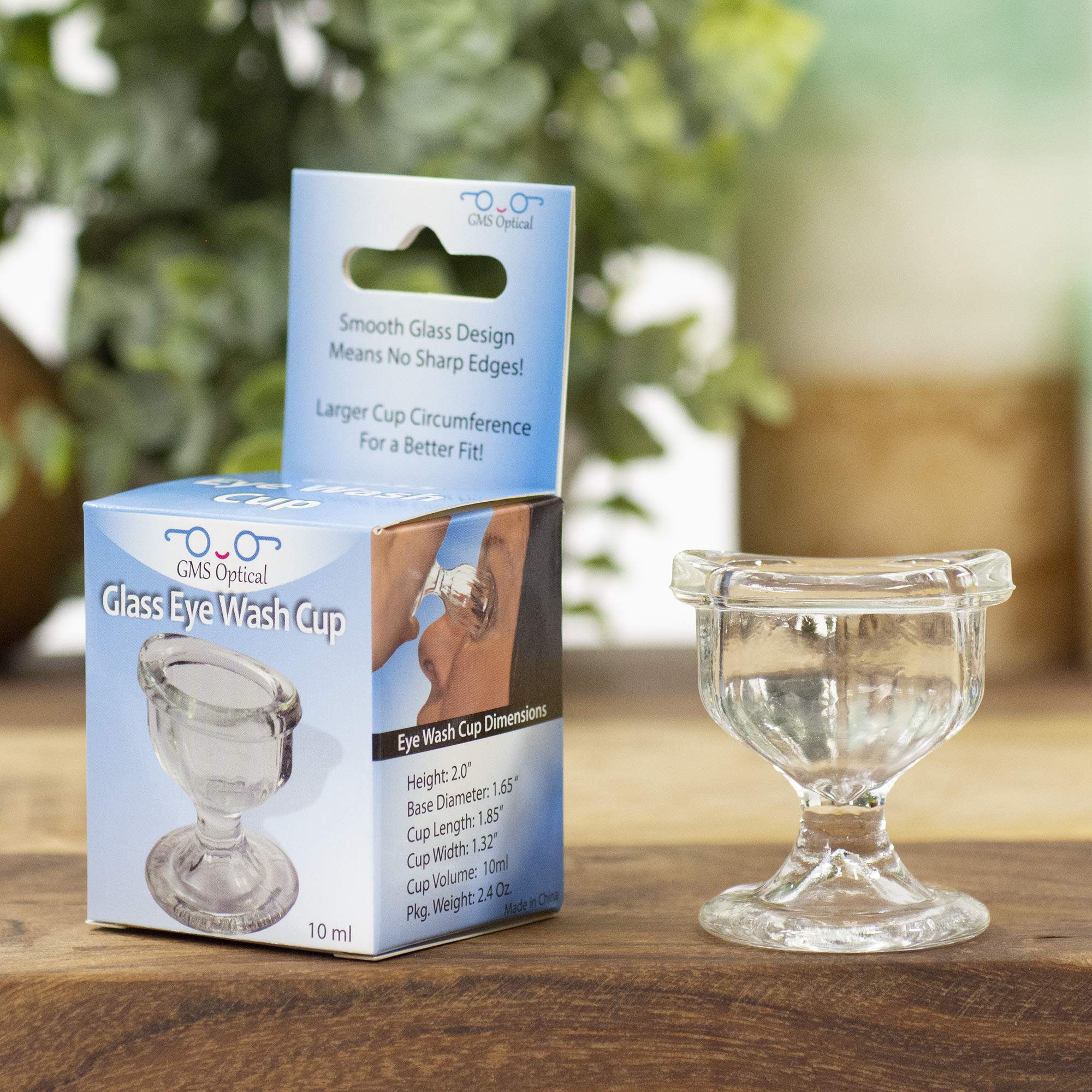 GMS Optical Glass Eye Wash Cup - Soothing Relief from Allergens, Irritants, Makeup, Dust, Dry Eyes and More - Use with Distilled Water or Saline (10 mL Volume)