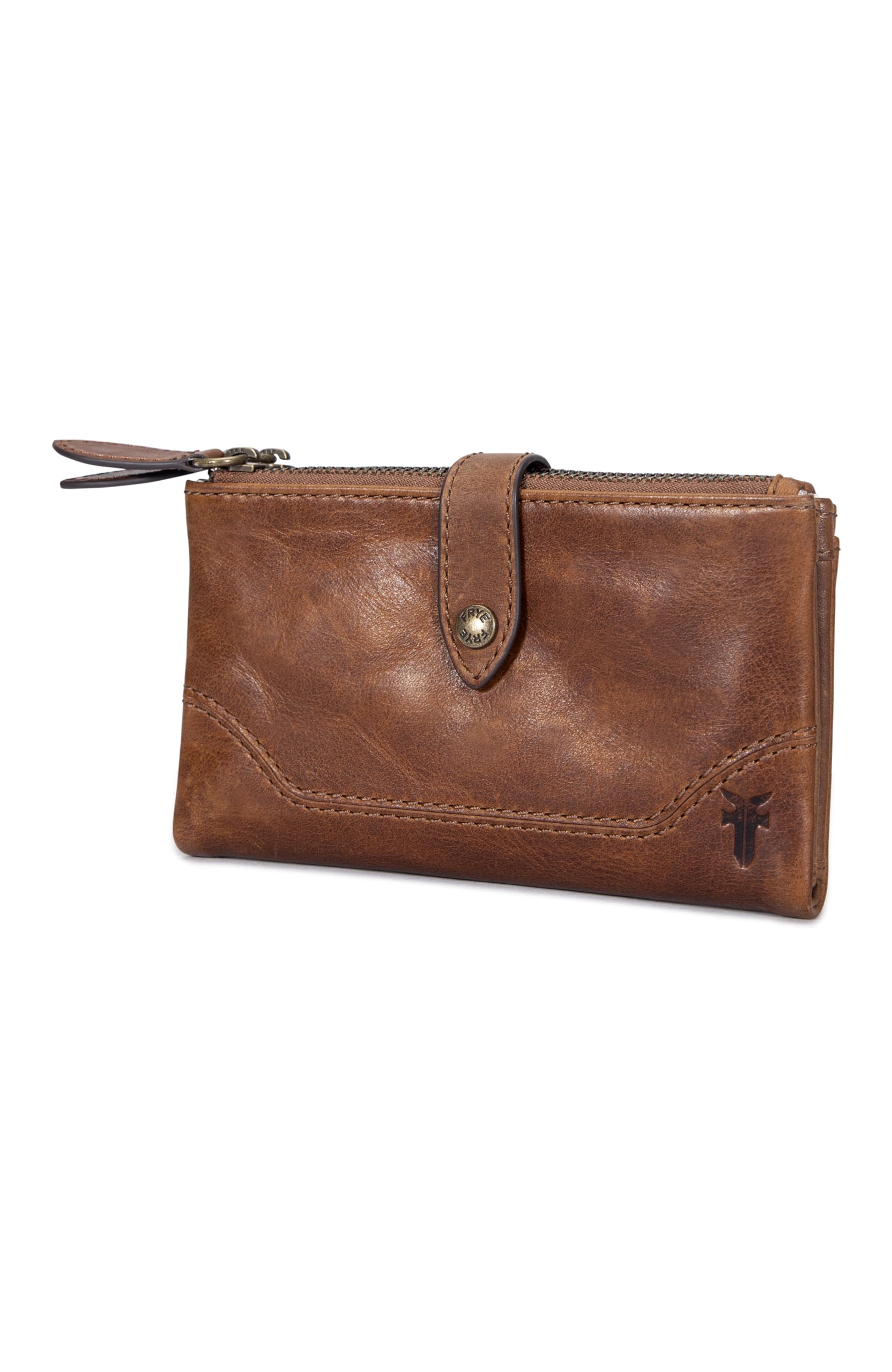 Frye Women's Melissa Double Zip Wallet, Cognac, One Size