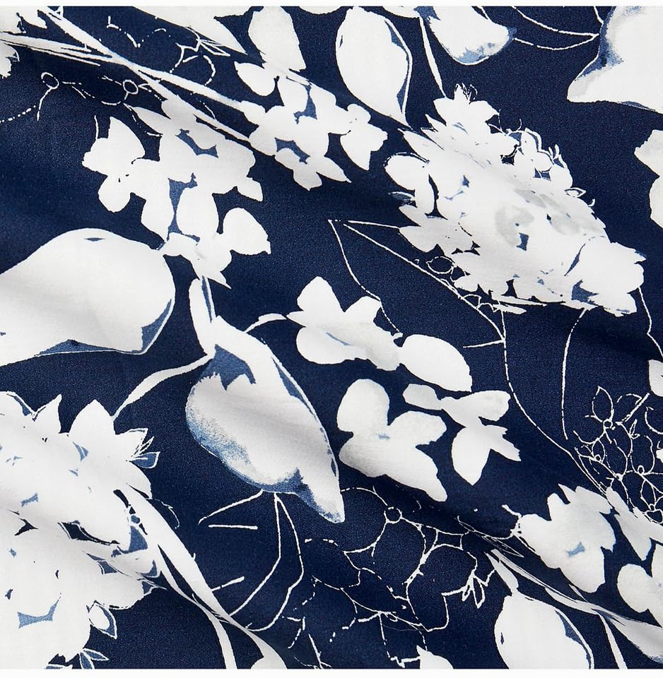 Lauren Ralph Lauren Navy Blue Floral Reese Full Queen 3 pc Duvet Cover Set Shams Grey White