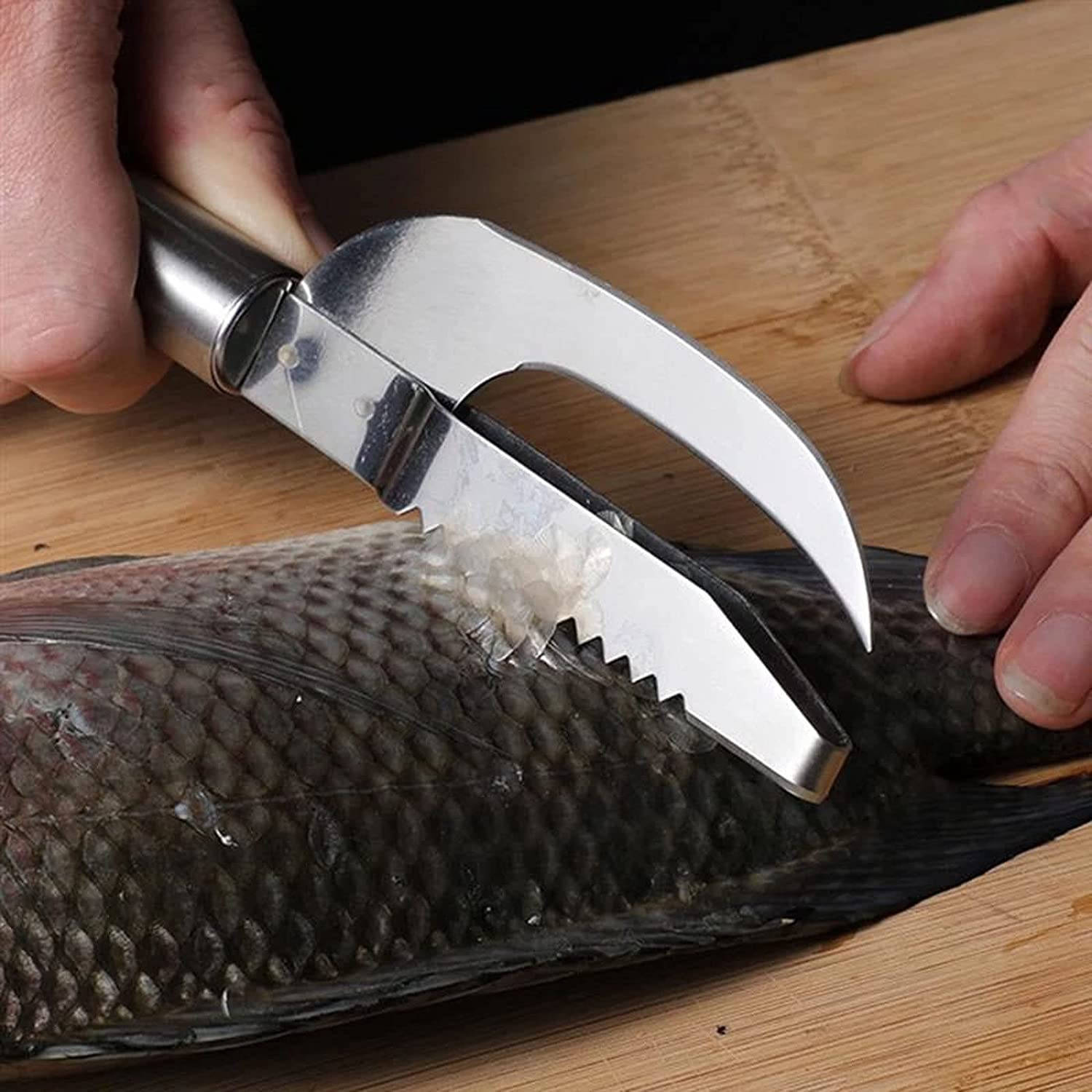 Fish Scale Knife Cut/Scrape/Dig 3-In-1, Fish Scale Knife, Fish Scaler Remover, 3-In-1 Fish Scaler Remover Cutter, Stainless Steel Fish Scale Remover, Stainless Steel 3 In 1 Fish Maw Knife (one)