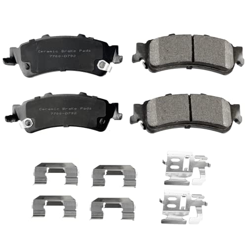 WEIZE Rear Truck & Tow Brake Rotors Kit, Carbon Fiber Ceramic Brake Pads and Drilled/Slotted Brake Discs, Fit for Chevy Silverado GMC 1999-2006