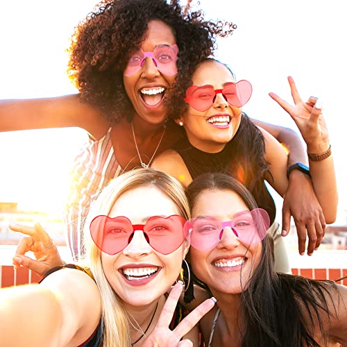 FUNUPUP 12 Pairs Heart Shaped Sunglasses Bulk Rimless Heart Shaped Glasses for Women Bachelorette Party