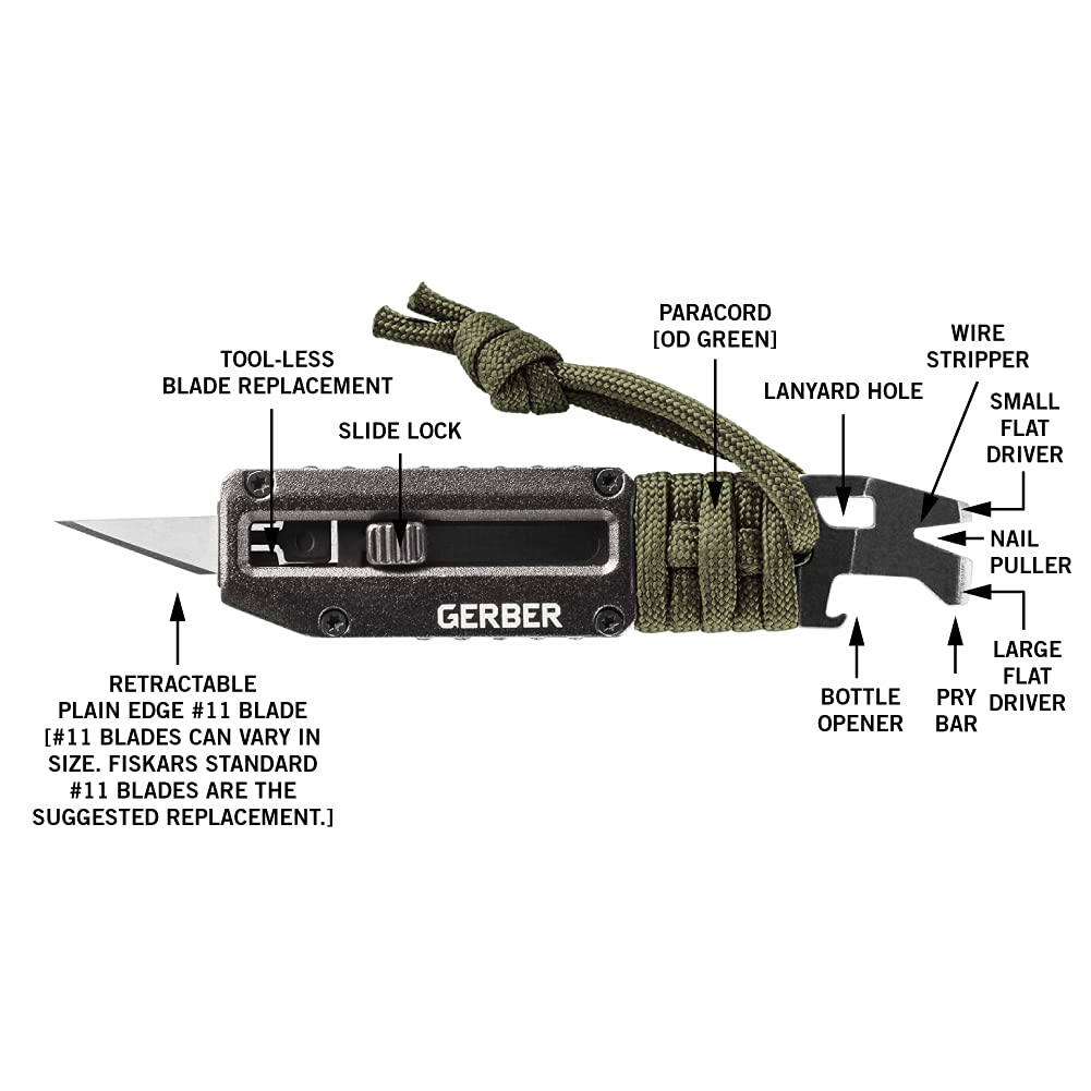 Gerber Gear 31-003739 Prybrid X, Pocket Knife with Utility Blade and Prybar, Green