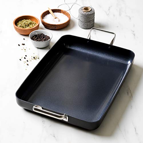 GreenPan Chop & Grill Roasting Pan, 13.8β x 10β, Black