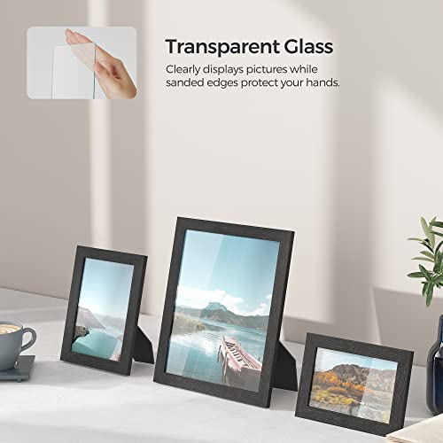 SONGMICS Picture Frames, 10 Pack Collage Picture Frames with Two 8x10, Four 5x7, Four 4x6, Photo Frame Set for Wall Gallery Decor, Hanging or Tabletop Display, Clear Glass Front, Black