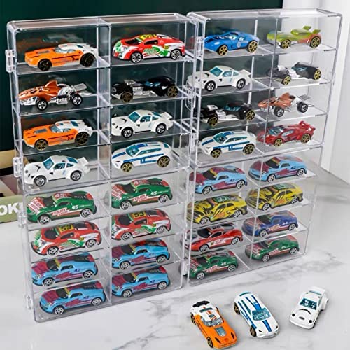 FURENMA 1/64 Scale Toy Cars Acrylic Display Case 1PC Crystal Display Shelf Showcase Cabinet Display Box for Mini Toy Car&Figures,8 Compartments Clear Storage Box,7.7" W x 1.8" D x 6.8" H