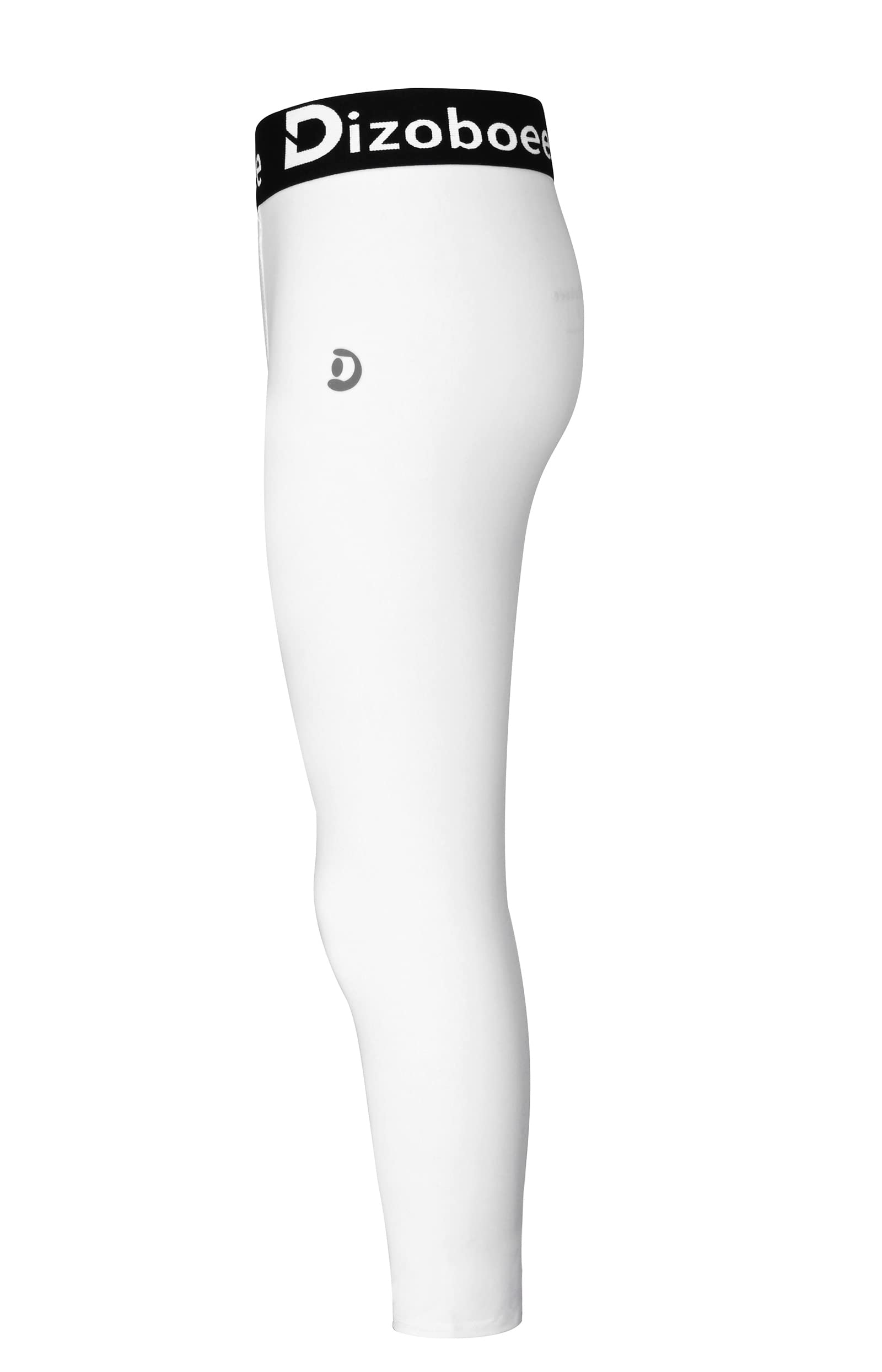 Dizoboee Boys 3/4 Compression Pants Leggings Tights for Sports Youth Kids Athletic Basketball Base Layer White M