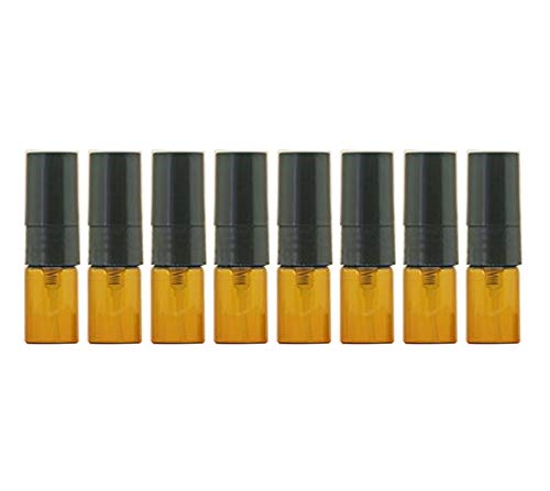 ELFENSTALL- 30pcs 2ml Brown Amber Fine Mist Mini Atomizer Vial Small Glass Bottle Spray Refillable Perfume Empty Sample Bottle Clean Cloth 3ML Pipette Dropper for Travel Party