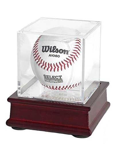 DisplayGifts Baseball Display Case Stand Holder- UV Protection, Cherry Finish Stand