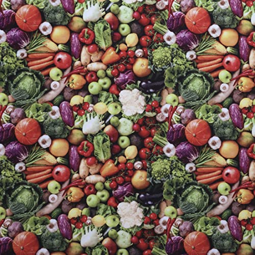 Mook Fabrics Cotton Fruits-Vegetables, Multi, 15 Yard Bolt