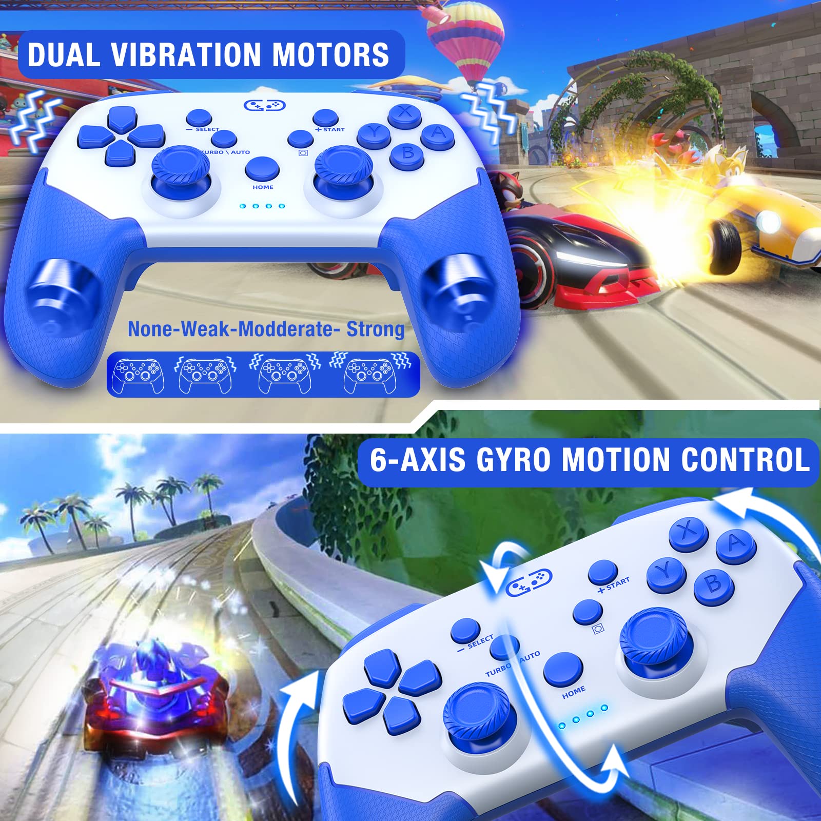 Gammeefy Switch Pro Controller, Wireless Switch Controller for Switch/OLED/Lite, Switch Remote Compatible with iOS/Android/PC Supports App with Programmable, Turbo, Wake Up Function