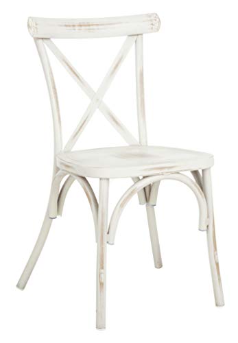 SAFAVIEH Outdoor Collection Elia Distressed White Stackable Chair (Set of 2)