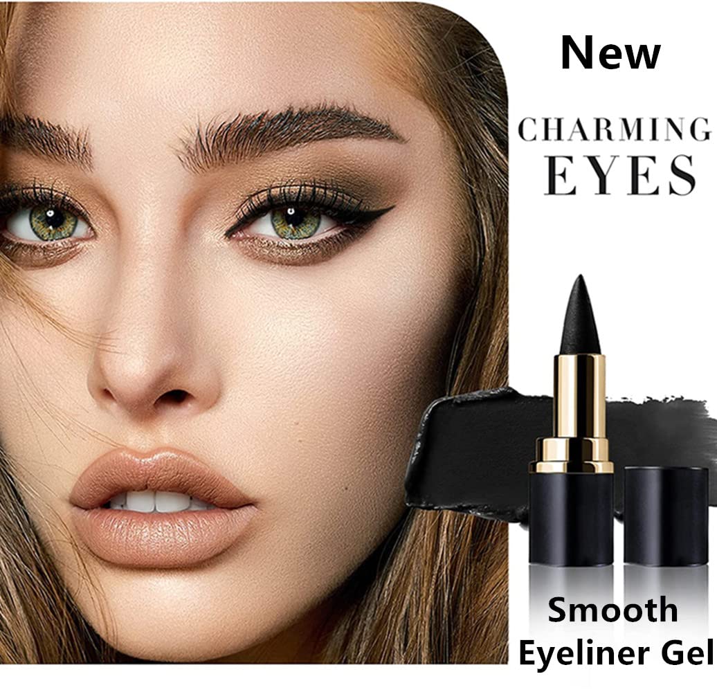 Go Ho Matte Black Gel Eyeliner Stick,Dark Black Eyeliner Gel,Creamy and Smooth Black Gel Eye Liner Makeup for Women,Easy Apply and Remove Eye Black