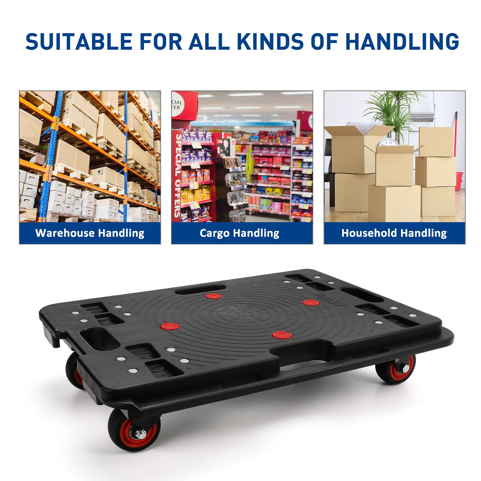 Furniture Dolly, 2 Pack Moving Dolly Connectable, 500 Lbs Capacity, Furniture Movers 4 Wheels Heavy Duty, Small Flat Dolly Cart, Portable and Light Dollies