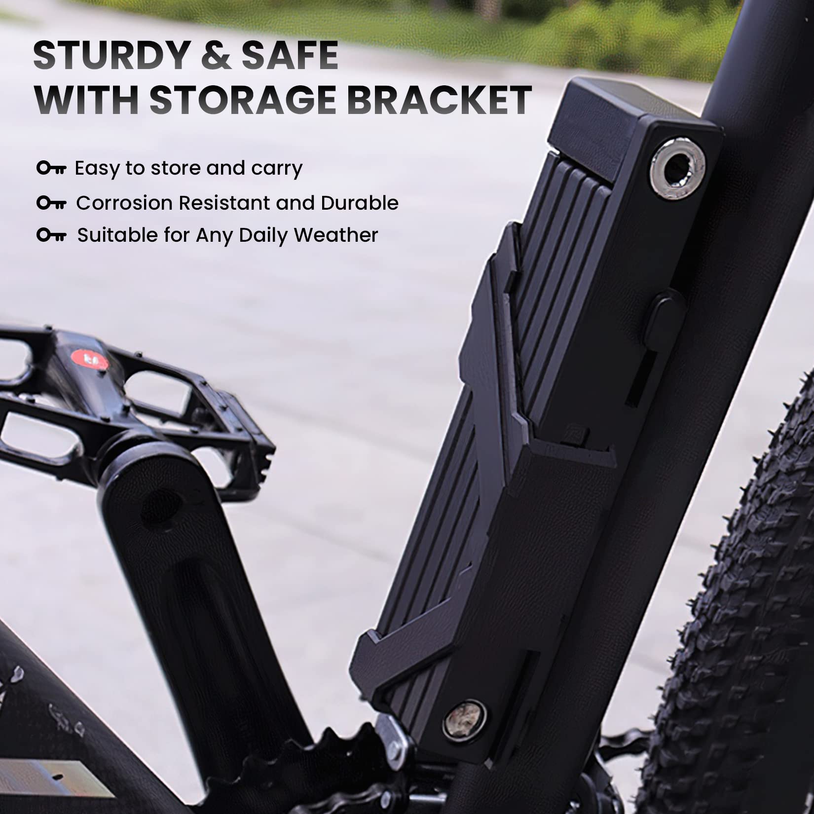 FTOYIN Compact Folding Bike Lock with 2Keys, Fold Chain Heavy Duty Alloy Steel Foldable Lock with Mounting Bracket 2pc Straps, 80cm/31.5” Unfolding