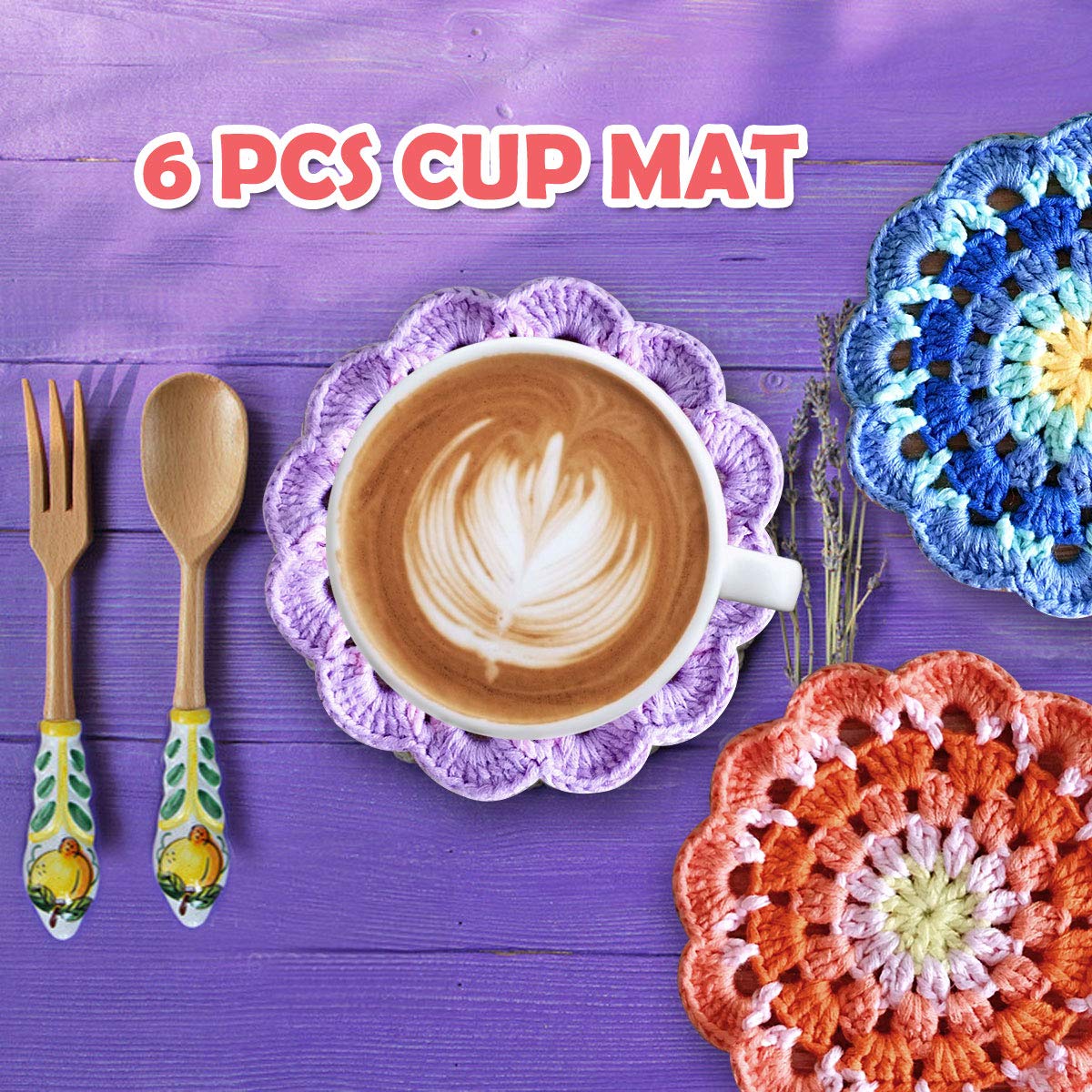 Crochet Kits |16 Cotton Size 3 Crochet Yarn Skeins Includes 2 Crochet Hooks, 2 Weaving Needles, Instruction Book，8knitting Stitch Markers|Perfect 6 Coaster Beginner Kit