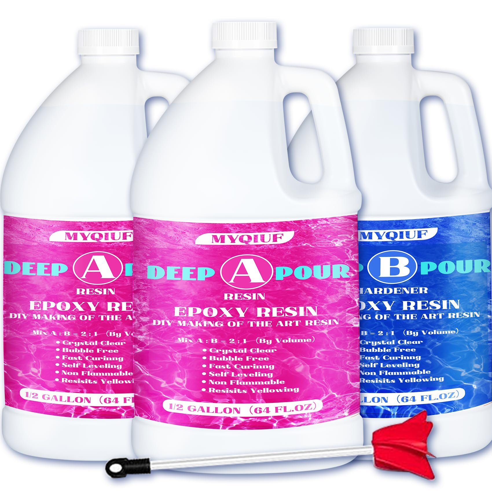 Deep Pour Epoxy Resin, 1.5 Gallon 2-4" Pour Depths Epoxy Resin Kit Crystal Clear High-Gloss No Bubble Self Leveling for DIY Molds Wood River Table Flower Preservation Top Mold Crafts Mix 2:1 Ratio