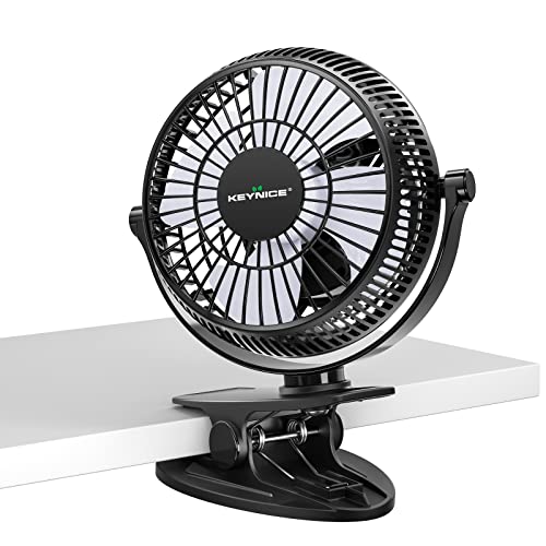 KEYNICE USB Desk Fan, 4 inch Stroller Fan, Mini Clip on Fan, 2 Speed Portable Quiet Fan, 360Β° Rotate USB Fan for Home, Office and Camping(Black)