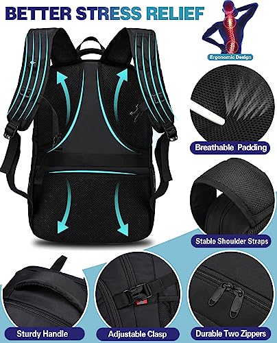 VANKEV Travel Backpack, Extra Large Laptop Backpack for Women Men,School College Business Work Bookbag Anti Theft TSA Approved Computer Bag Fits 17 Inch Laptop with USB Charging Port(Black)