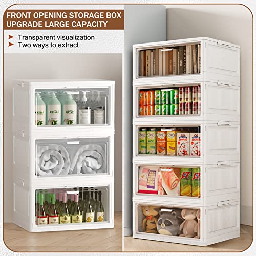CTSNSLH 26Qt Organization and Storage Stackable Bins With Lids Collapsible Plastic Closet Organizers Large Storage Box Containers Without Wheels One Cover 3 Pack